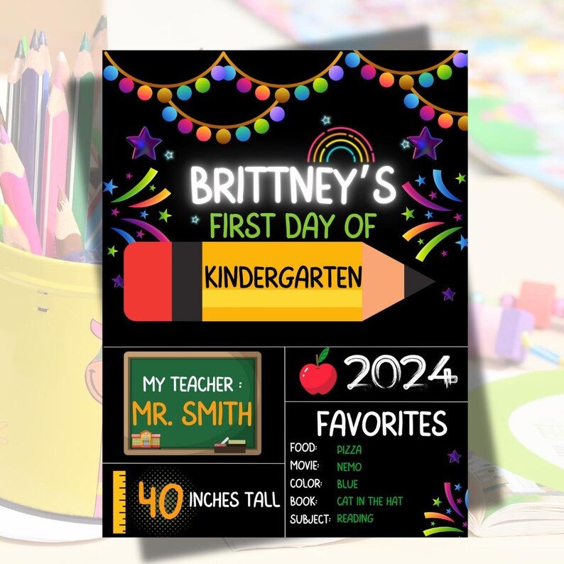Editable First Day of Kindergarten Poster| Instant Download | Printable ...