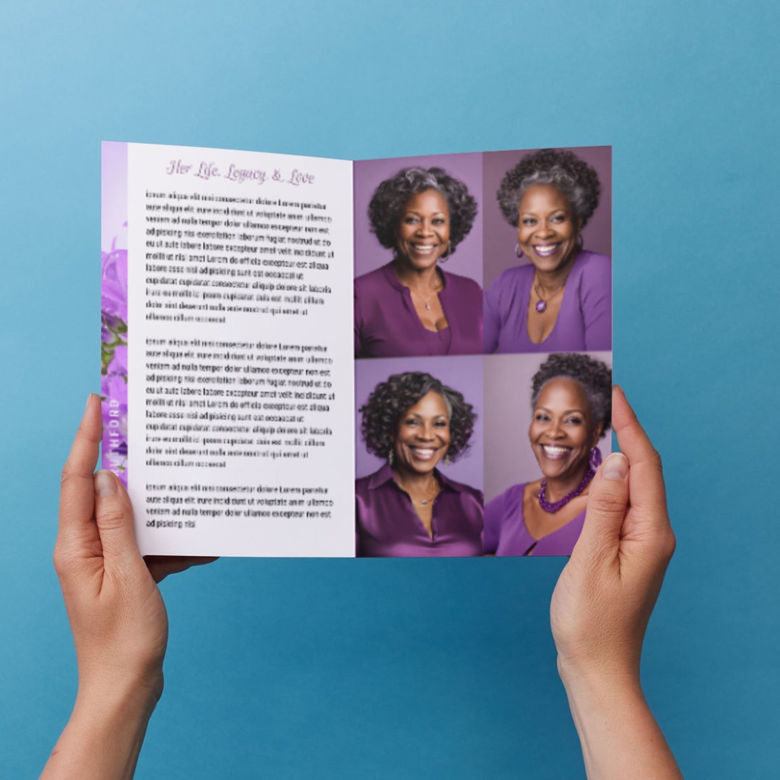 Purple Obituary Booklet Template: 8-page Celebration of Life (editable ...