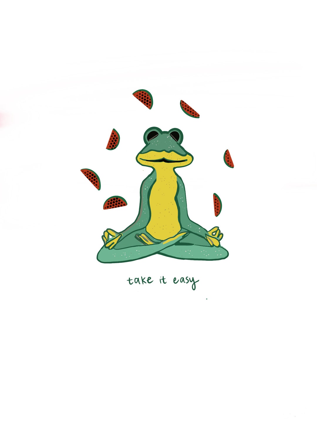 Take It Easy Watermelon Frog Art Print - Etsy