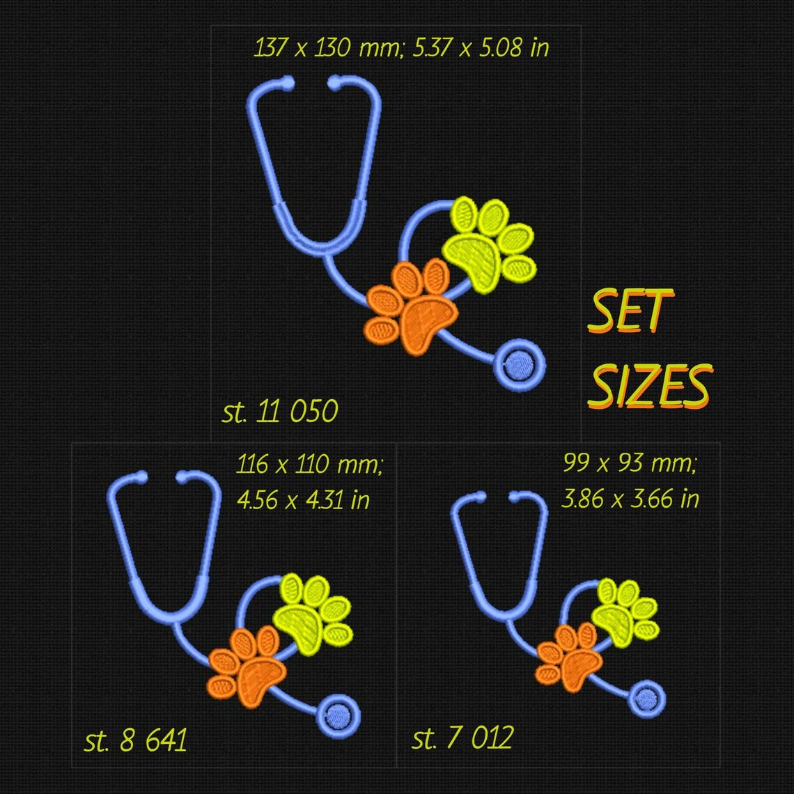 Paw Print Embroidery Design, Medical Embroidery Designs - Etsy