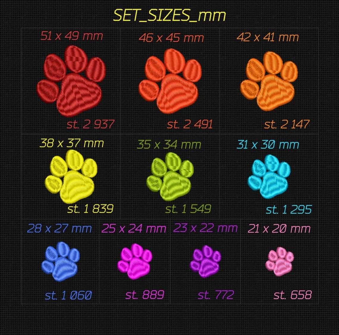 Animals Embroidery Design, Paw Print Embroidery Designs Dog - Etsy