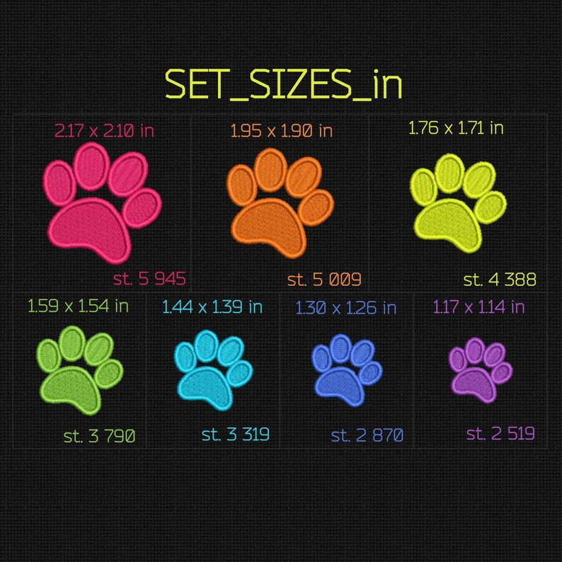 Paw Print Embroidery Design Dog Instant Download - Etsy