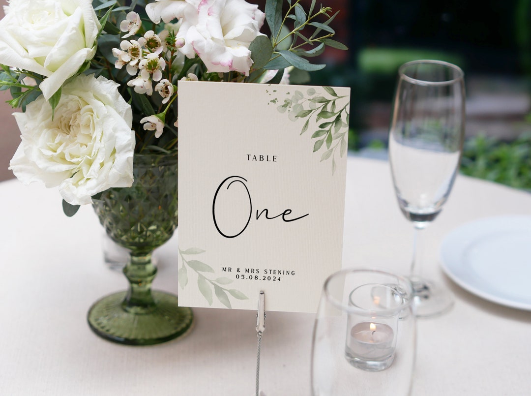 Eucalyptus Wedding Table Number, Custom Table Numbers, Table Name Signs ...