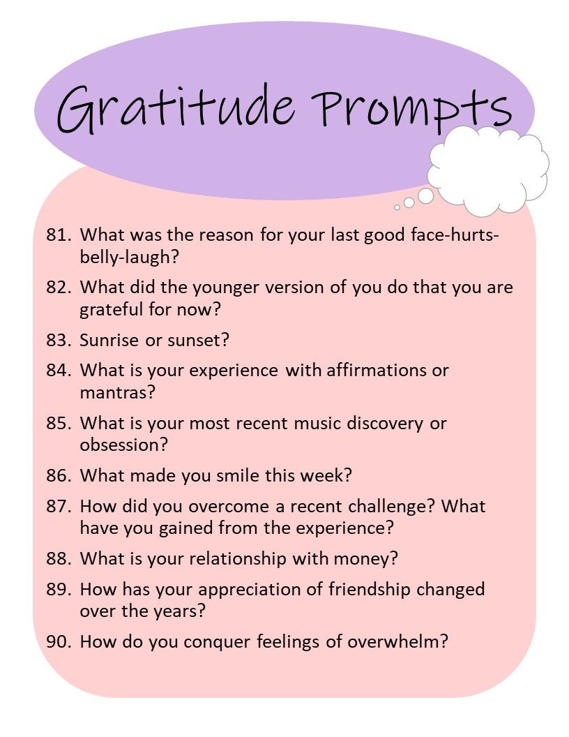 100 Meaningful Gratitude Prompts, Gratitude Questions, Writing Prompts ...