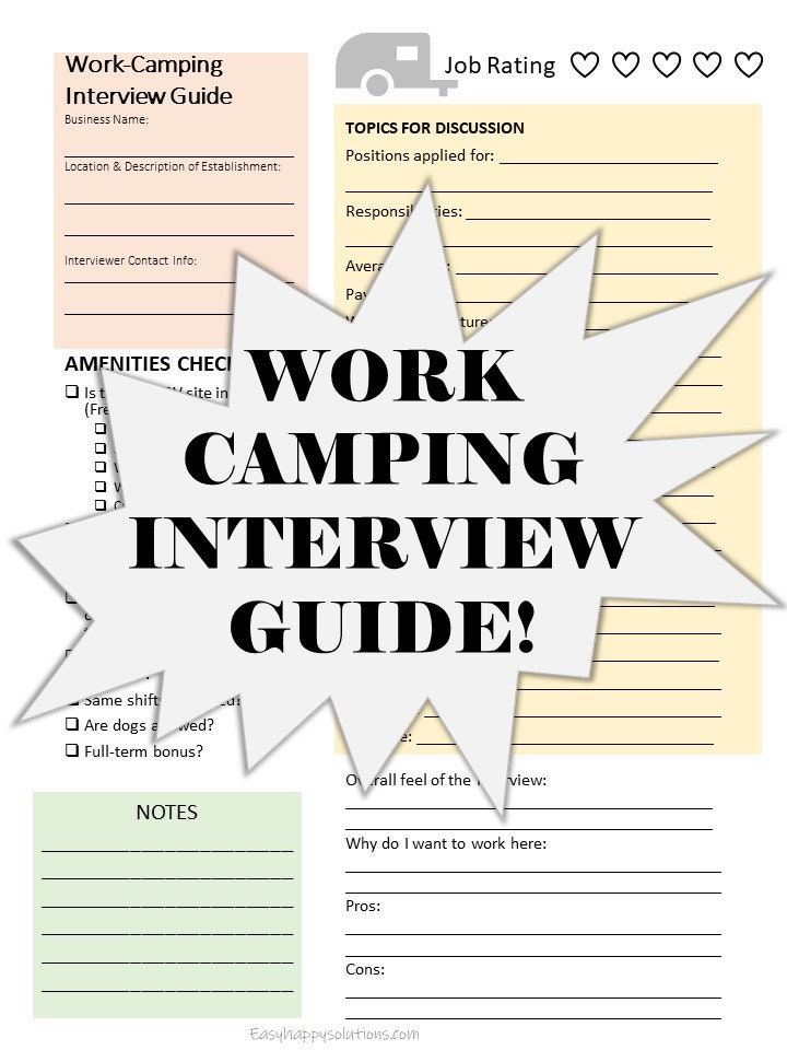 Work Camping Interview Guide - Etsy