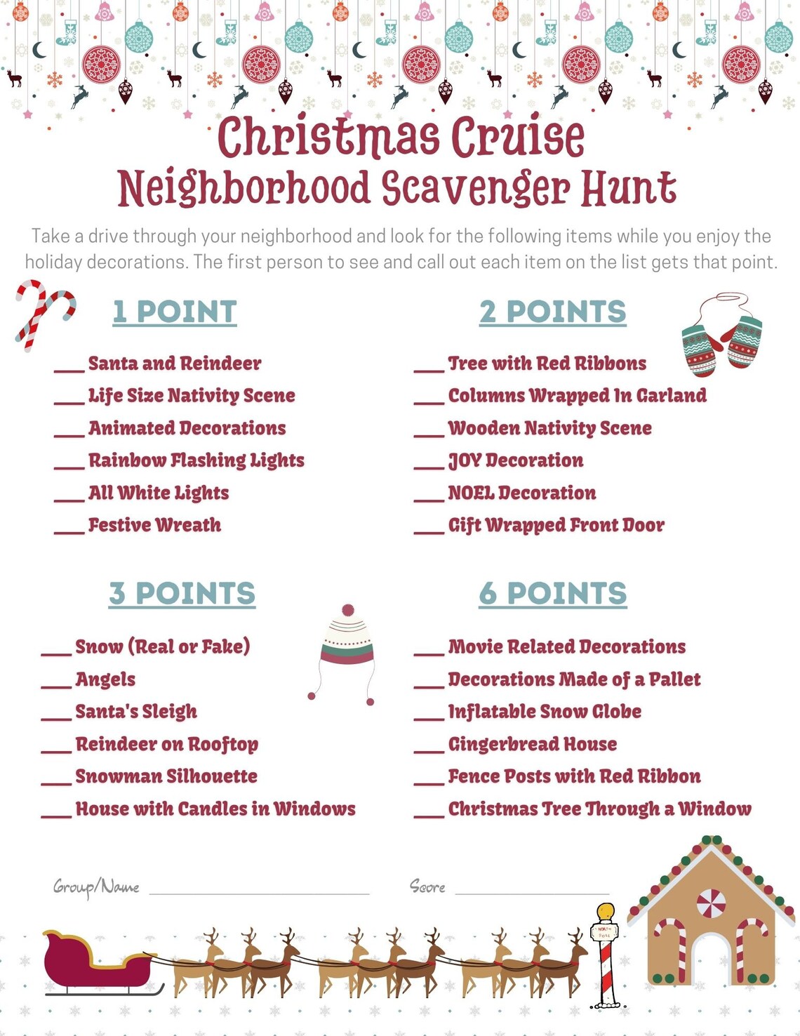 Christmas Neighborhood Scavenger Hunt, Social Distance Fun, Holiday ...