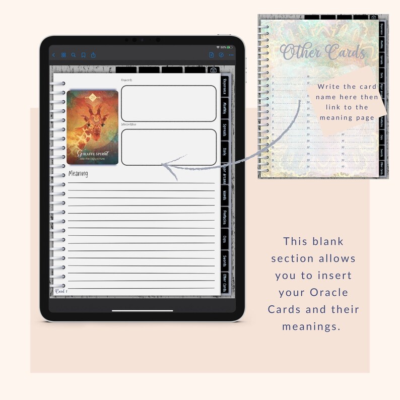 Digital Tarot Journal, Notebook for Tarot Card Readings, Guidebook With ...