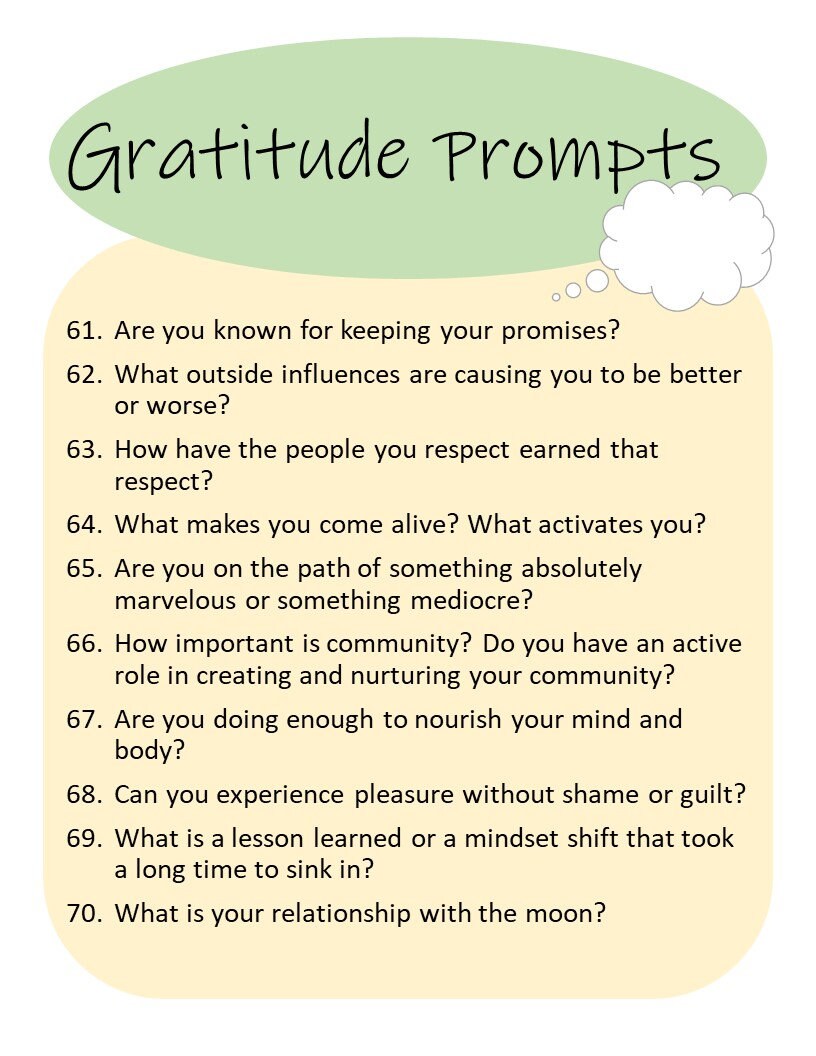 100 Meaningful Gratitude Prompts, Gratitude Questions, Writing Prompts ...