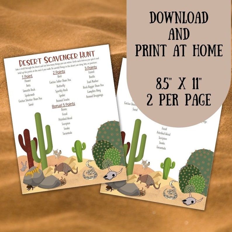 Desert Scavenger Hunt Kids Activity With I Spy and Who Lives in the ...