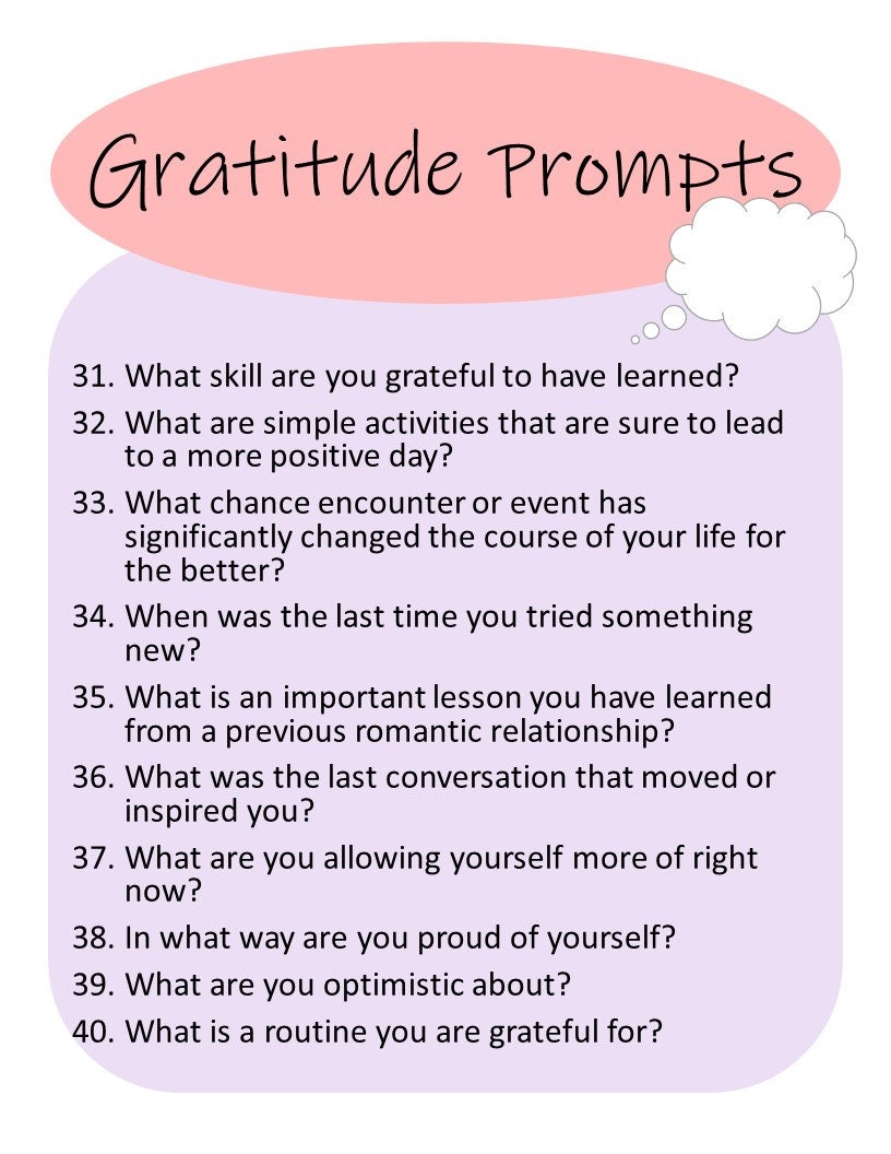100 Meaningful Gratitude Prompts, Gratitude Questions, Writing Prompts ...