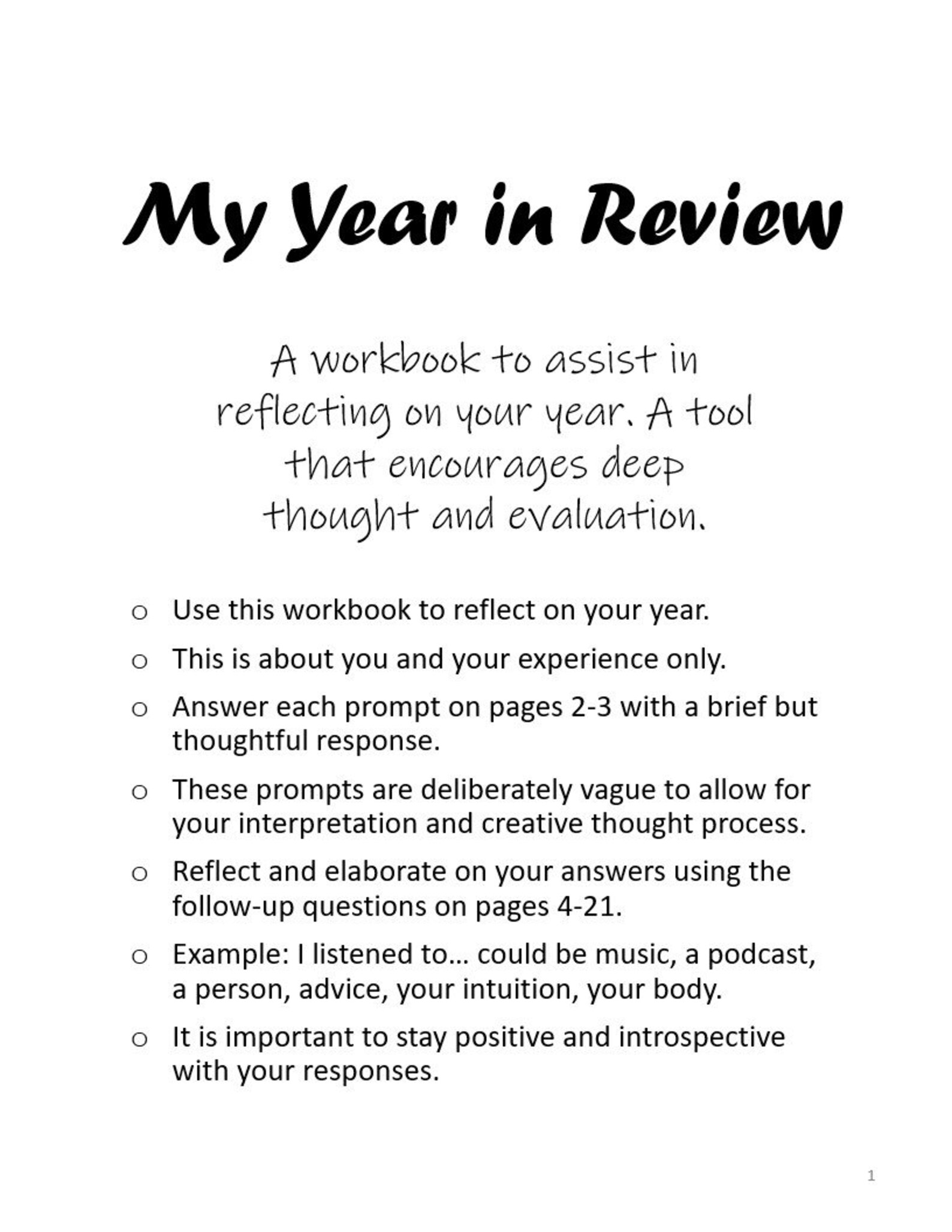 End of Year Reflection Workbook Self-guided Workbook Thought | Etsy