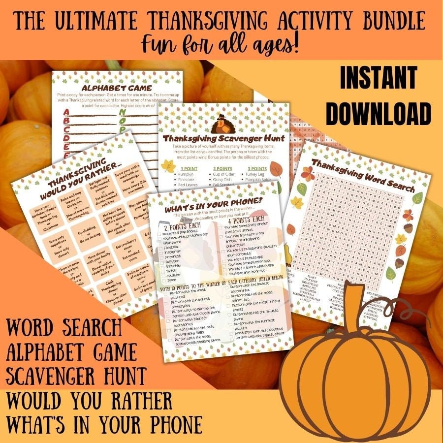 The ULTIMATE Thanksgiving Activity Bundle - for All Ages- Word Search ...