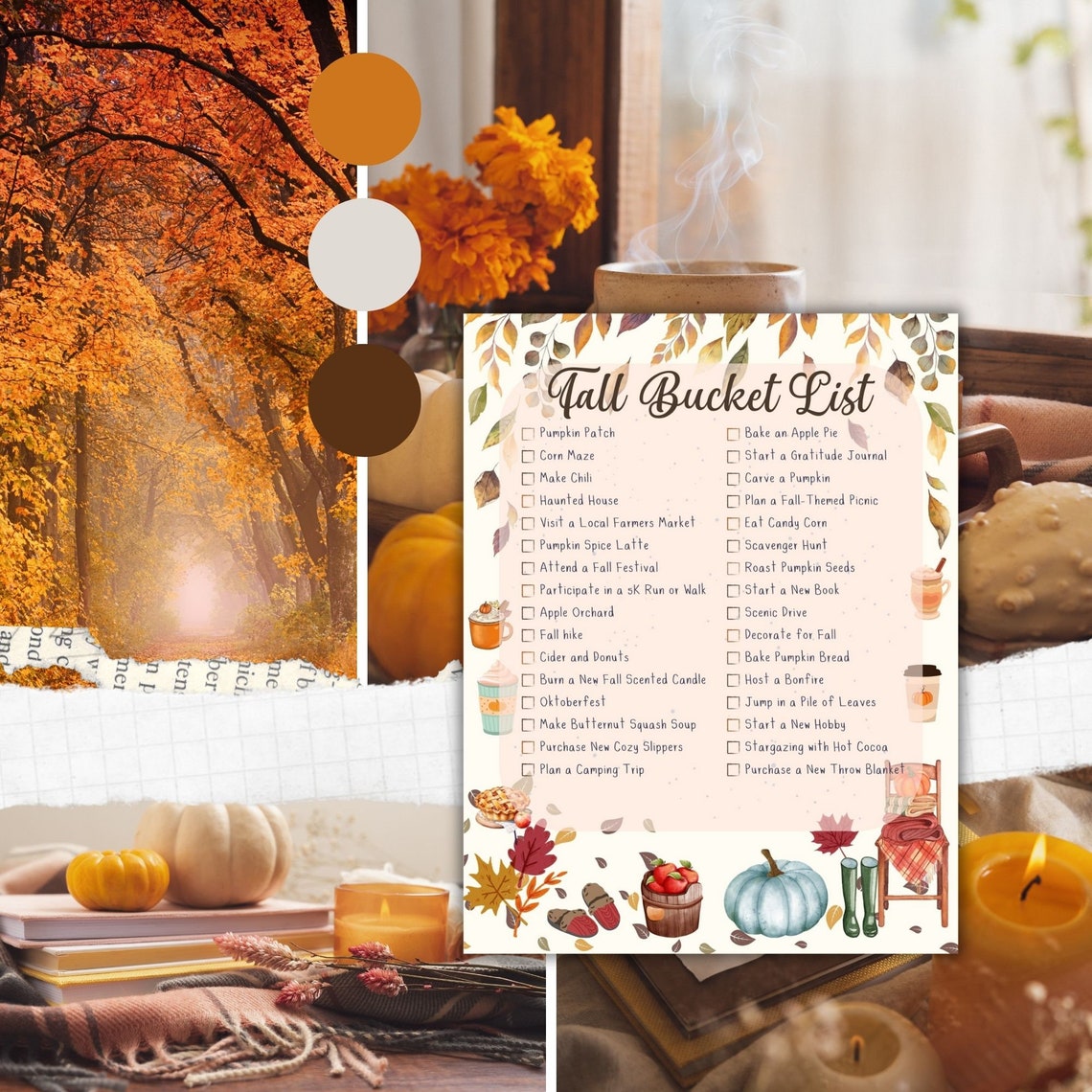 Fall Bucket List Printable Checklist of Fall Activities - Etsy