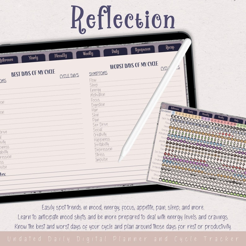 Daily Digital Planner Cycle Tracker Cycle Syncing Diary Hyperlink Pdf ...