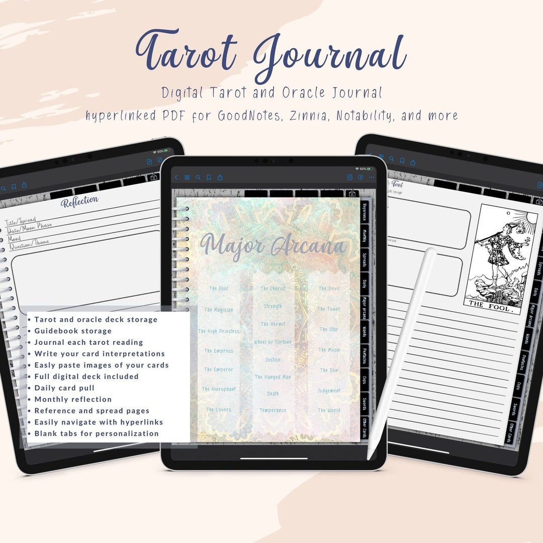 Digital Tarot Journal, Notebook for Tarot Card Readings, Guidebook With ...