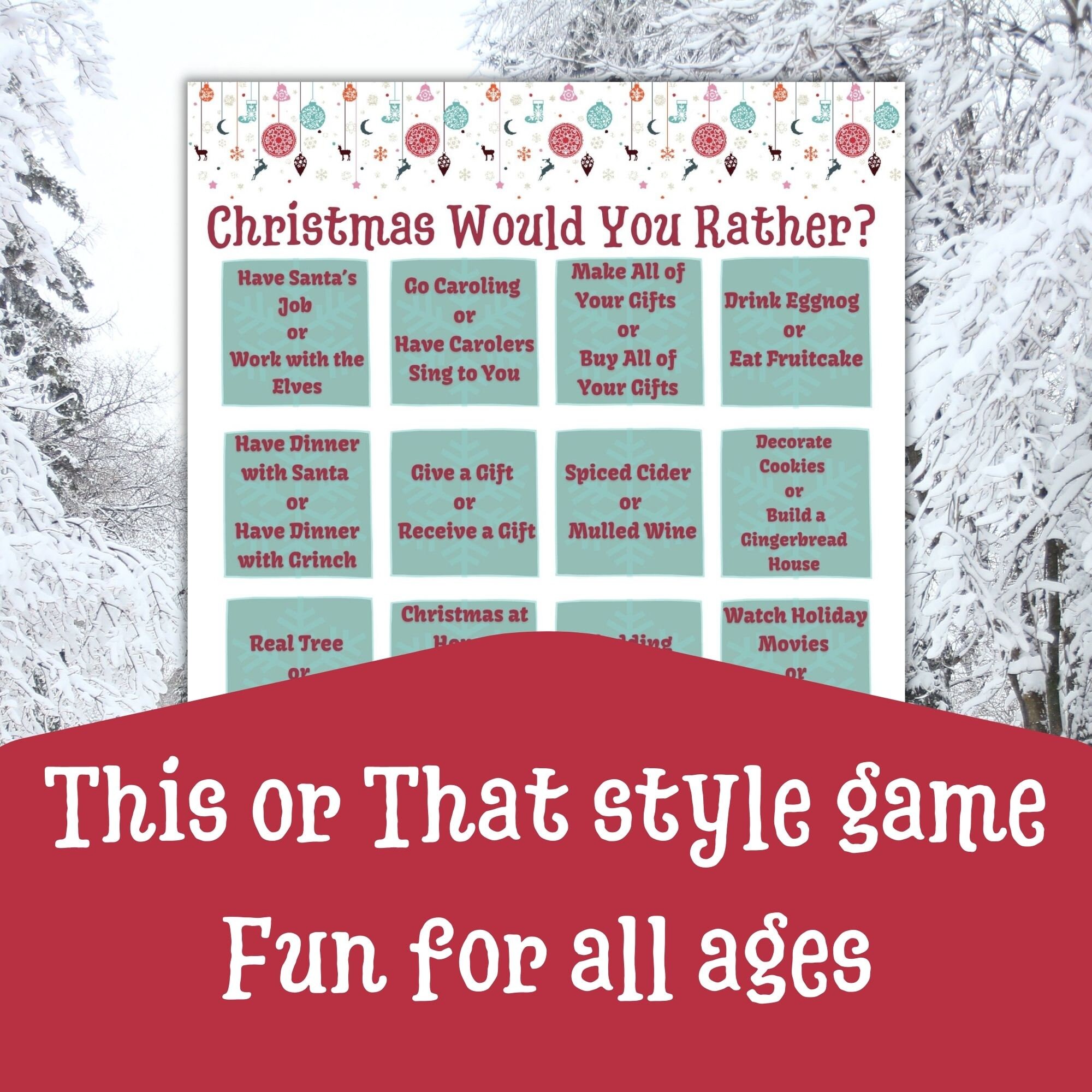Christmas Would You Rather Printable Activity for Kids and Adults - Etsy