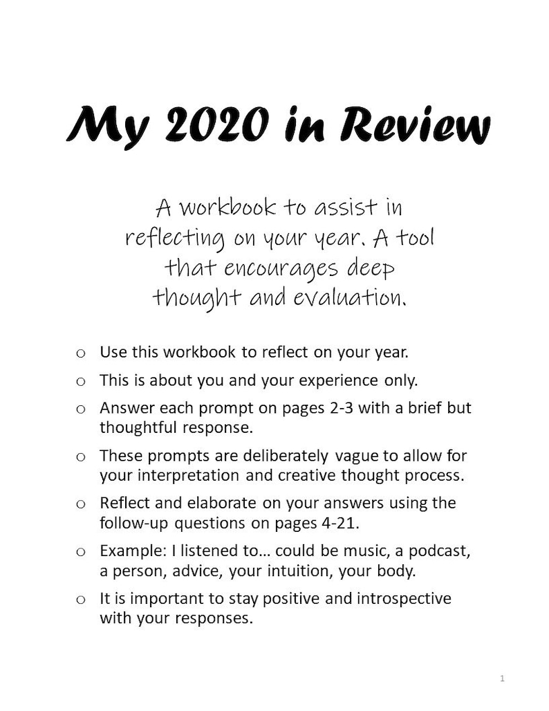 End of Year Reflection Workbook Self-Guided Workbook Thought | Etsy