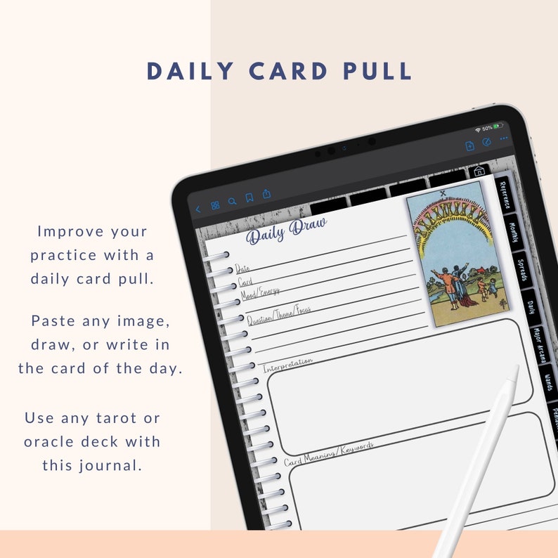 Digital Tarot Journal Notebook for Tarot Card Readings - Etsy