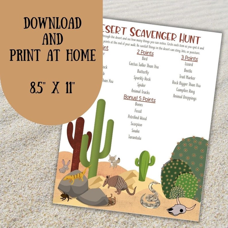 Desert Scavenger Hunt Kids Activity With I Spy and Who Lives in the ...