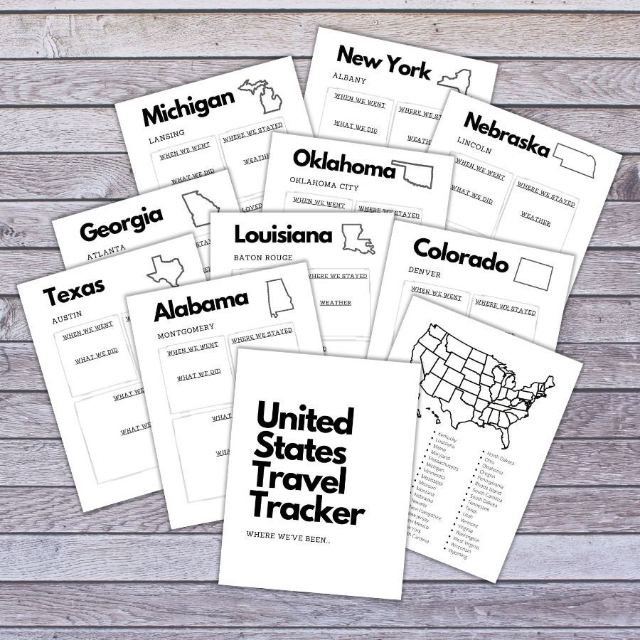 United States Travel Tracker Digital Printable - Etsy