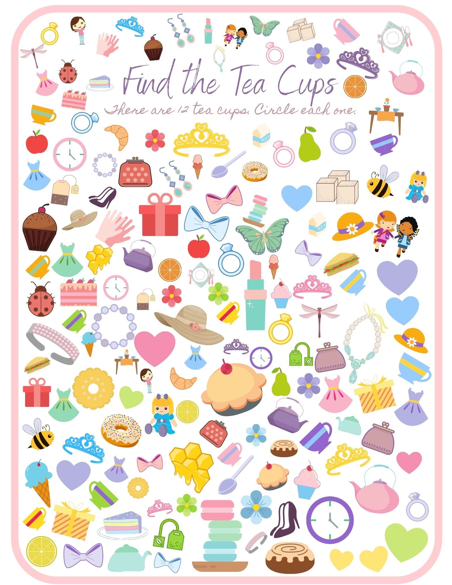 Tea Party Find the Tea Cup Game - Digital Printable - Etsy