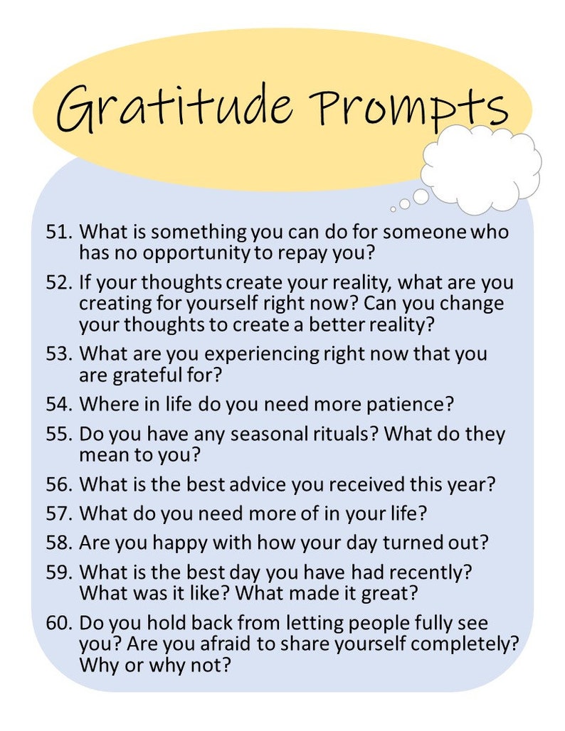 100 Meaningful Gratitude Prompts, Gratitude Questions, Writing Prompts ...