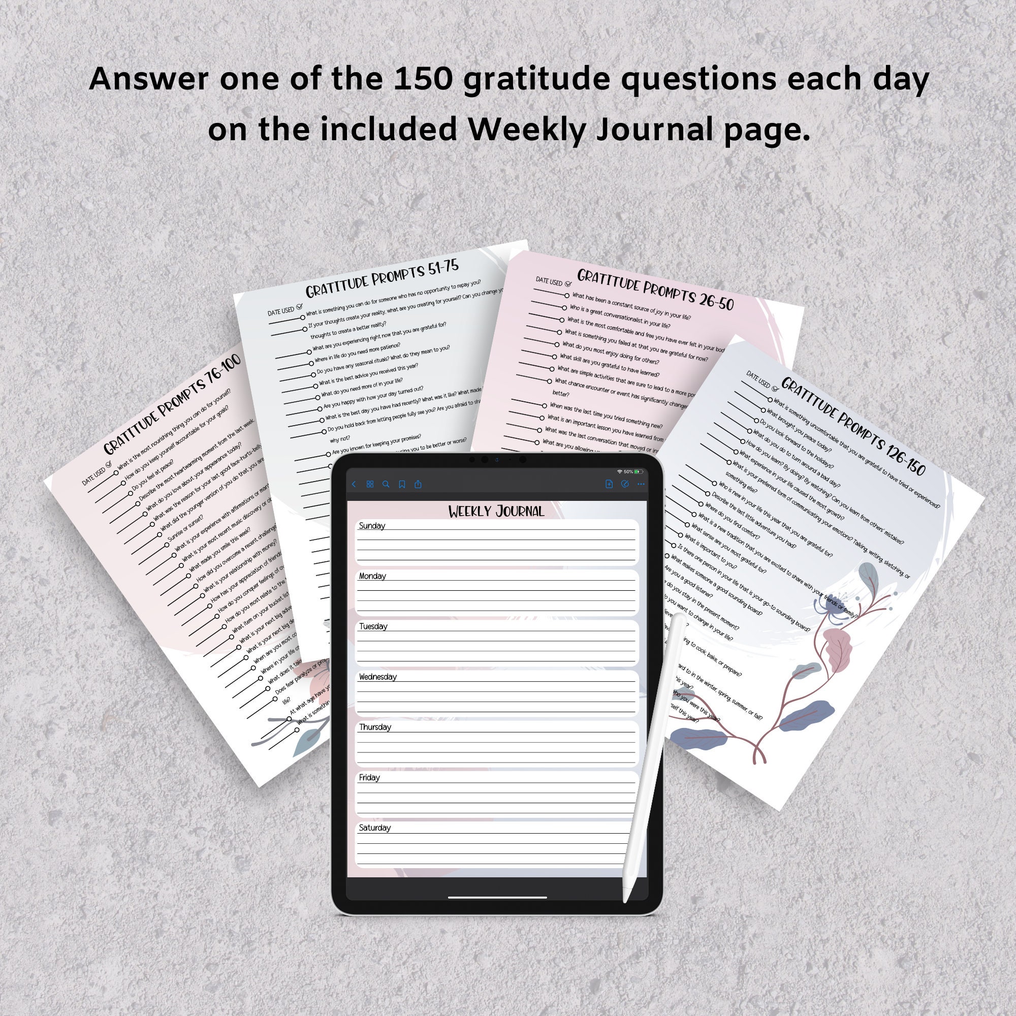 150 Daily Guided Journal Prompts With Daily and Weekly Journal Pages - Etsy