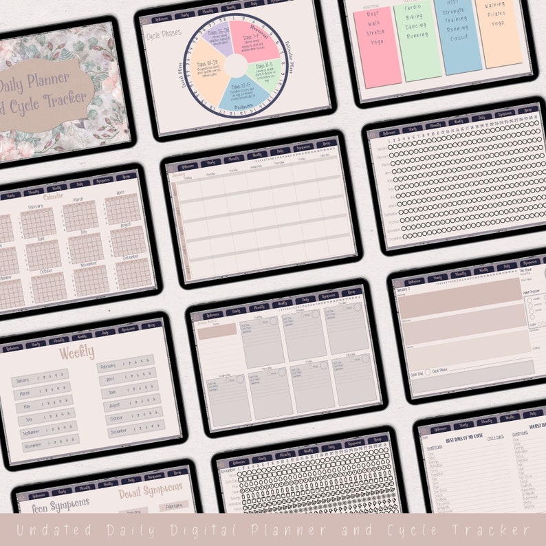 Daily Digital Planner Cycle Tracker Cycle Syncing Diary Hyperlink Pdf ...