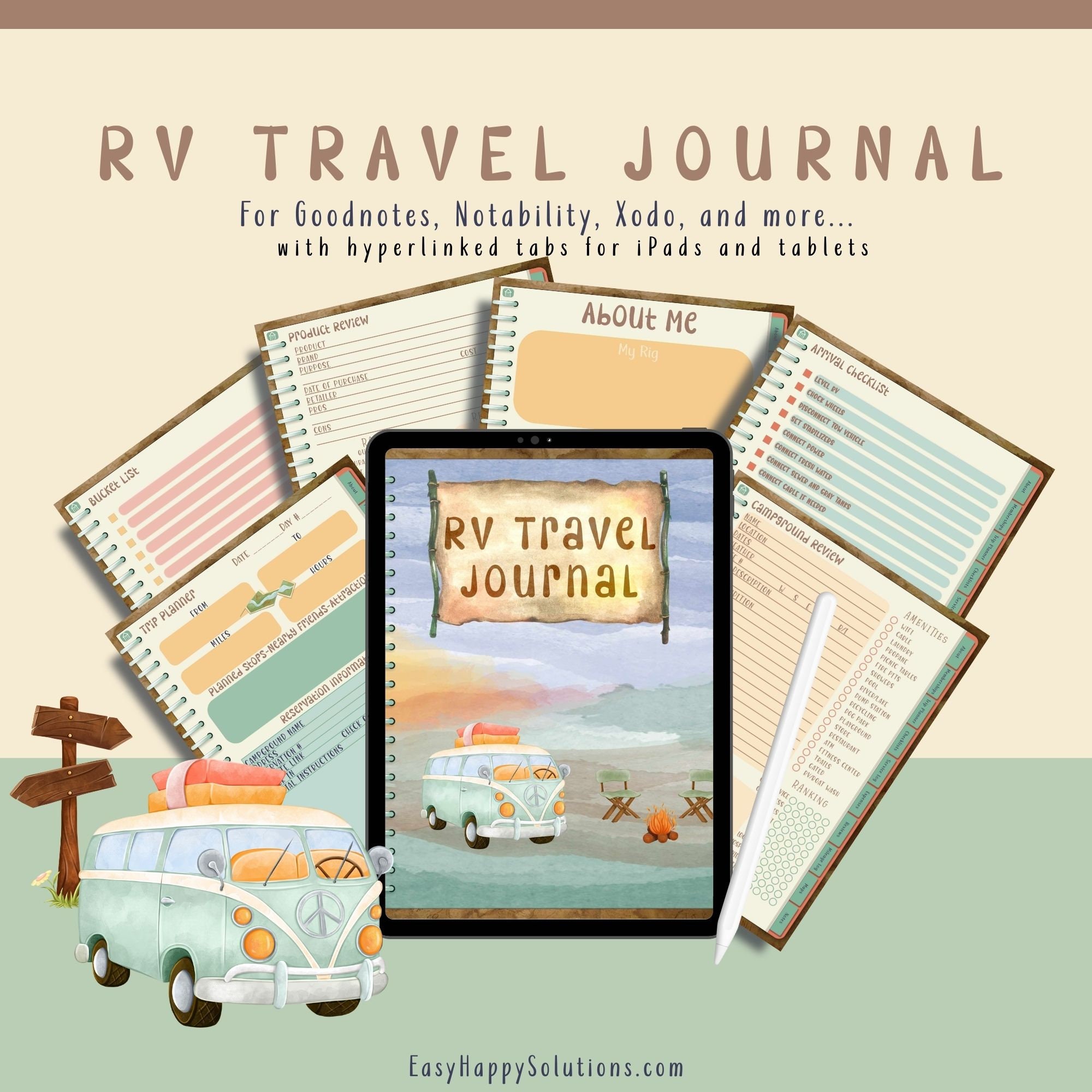 Digital RV Travel Journal RV Trip Planner RV Travel Tracker Goodnotes ...