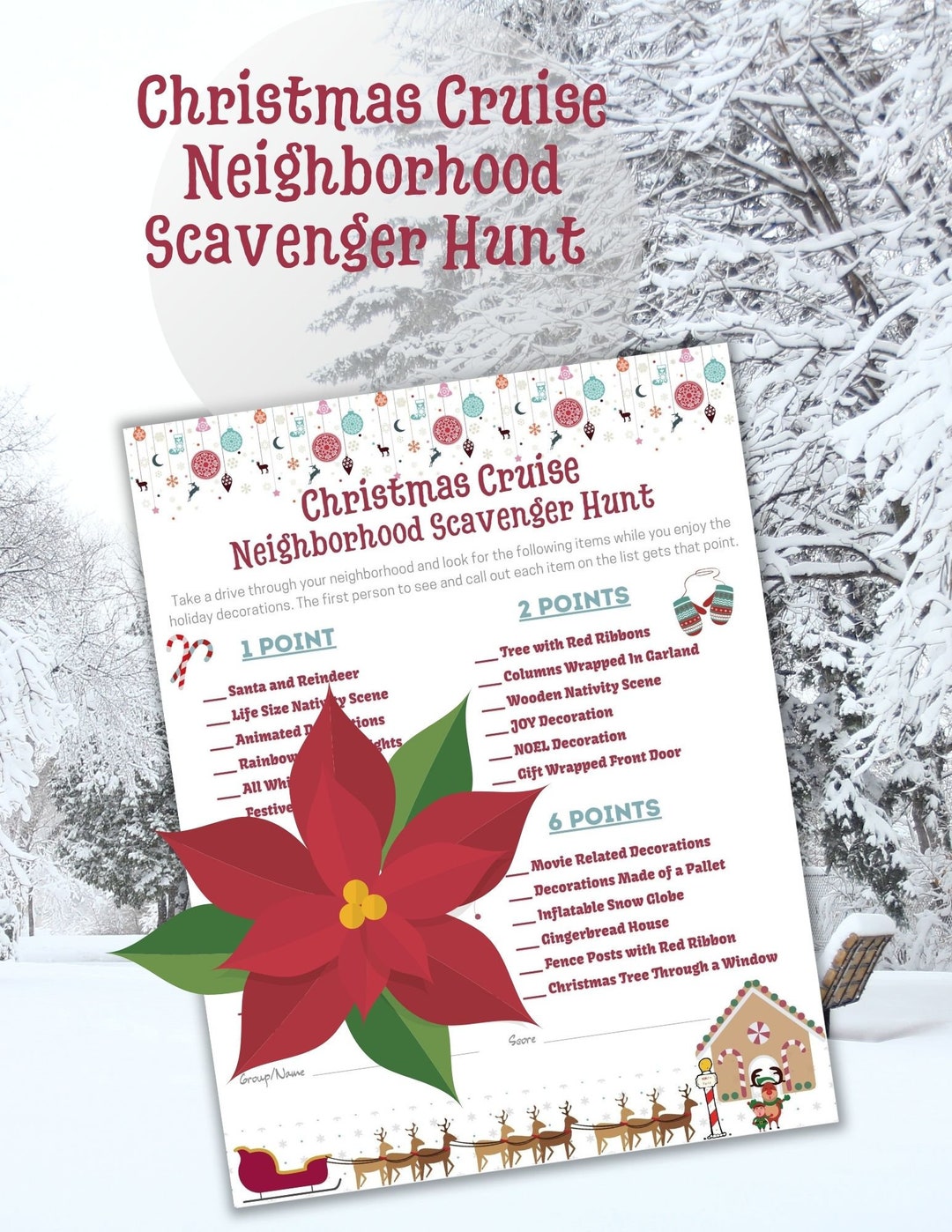 Christmas Neighborhood Scavenger Hunt, Social Distance Fun, Holiday ...
