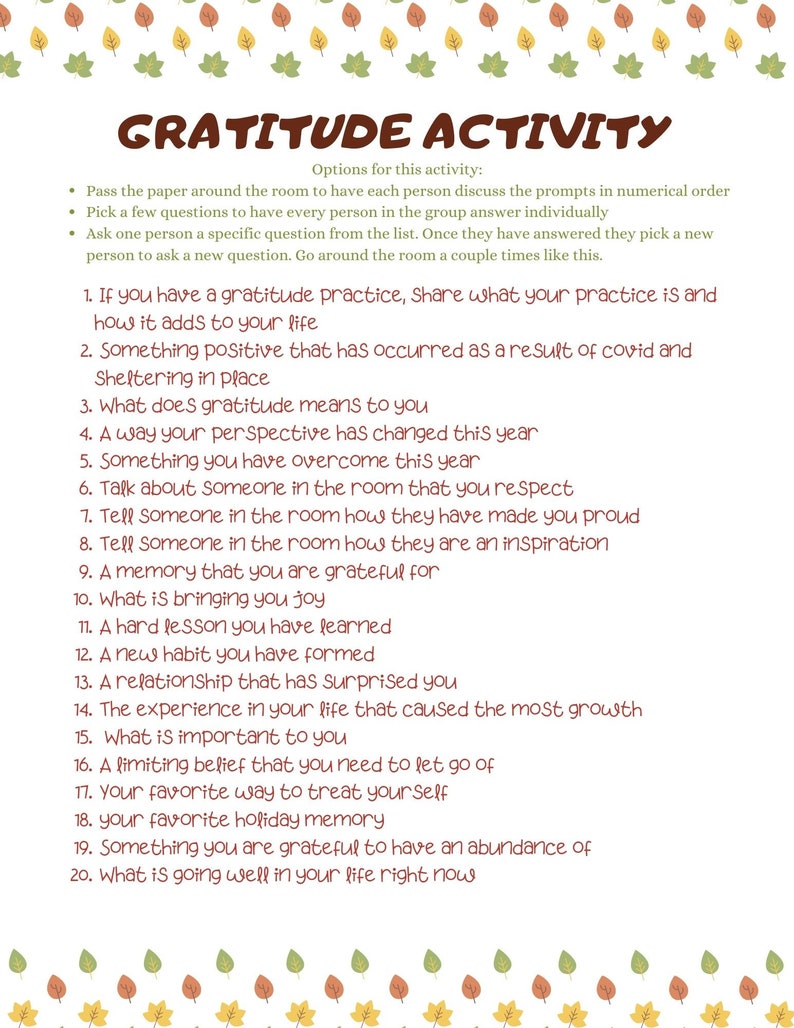 Thanksgiving Gratitude Activity, Friendsgiving Gratitude Activity ...