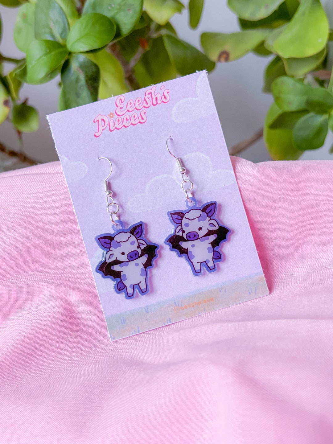 BAT COW EARRINGS | Spooky Cows | Cow Lover | Handmade Earrings | Shrink ...