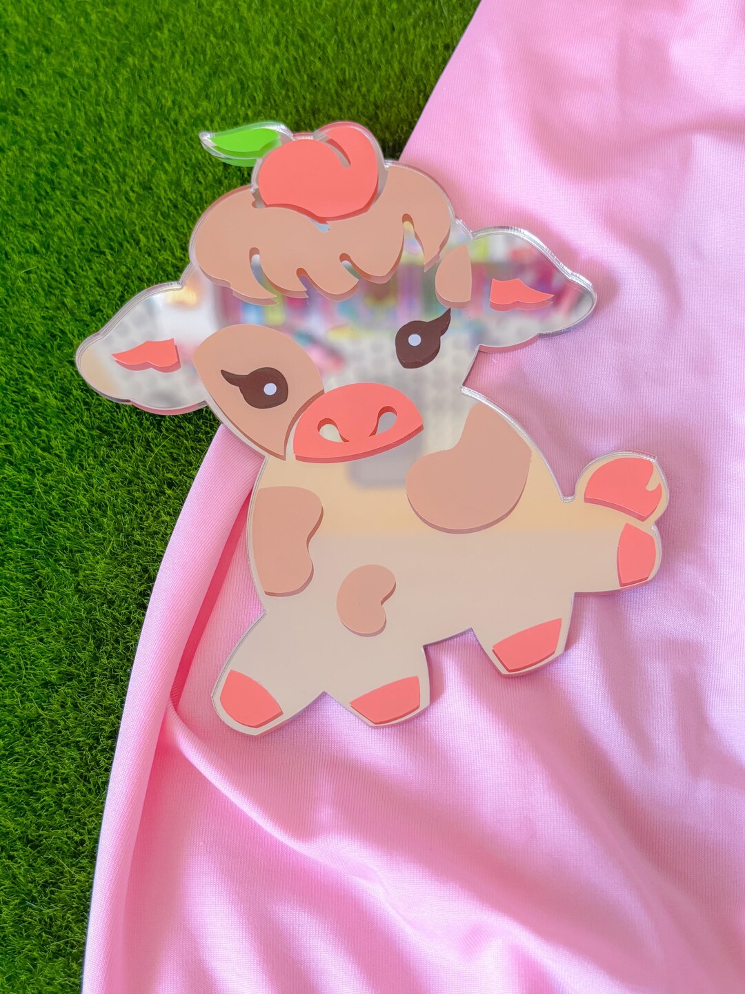 PEACH COW MIRROR | Acrylic Mirror | Multiple Sizes Available | Wall ...