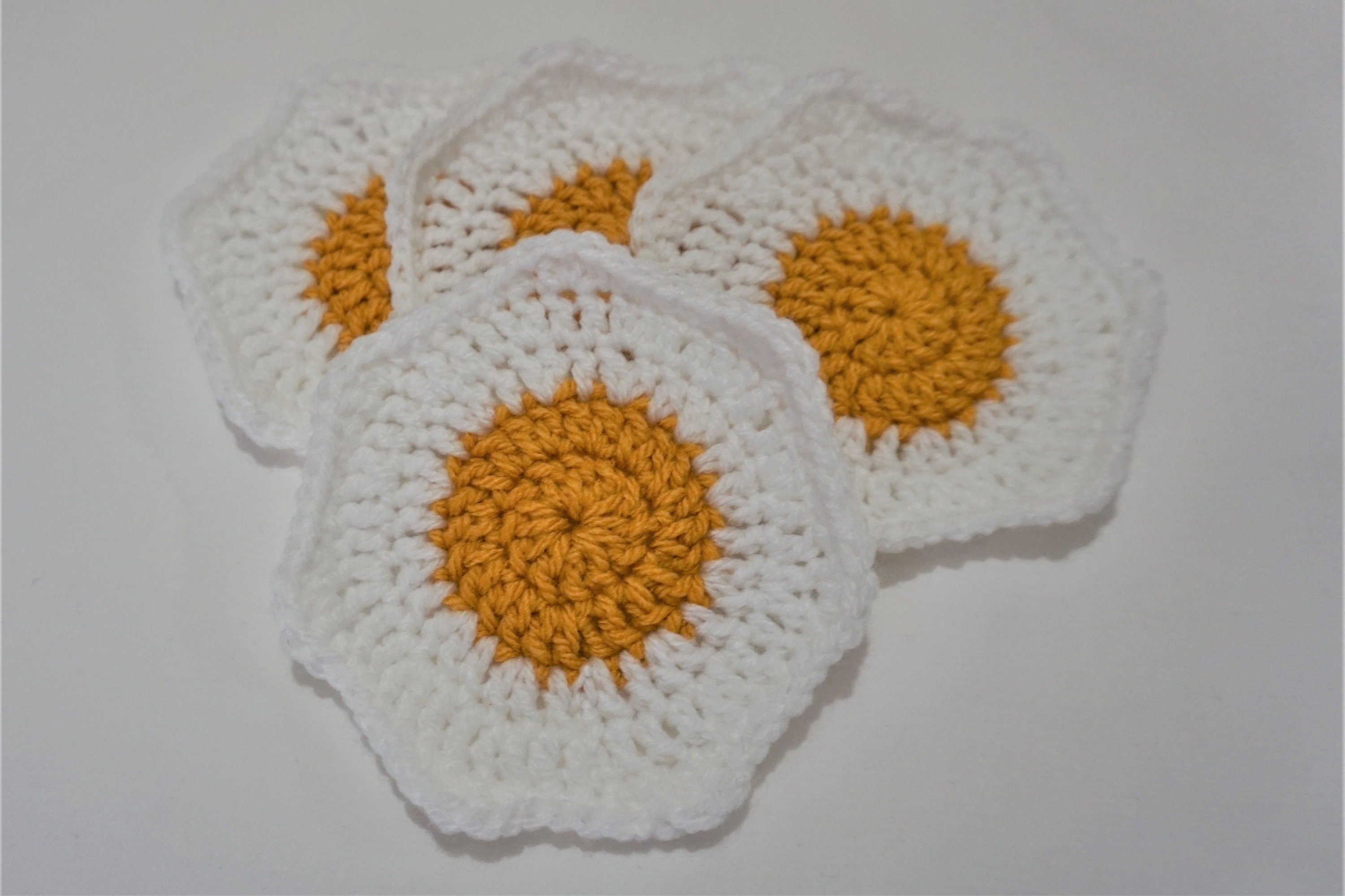Set of 4 Crochet Fried Egg Coasters, Spring Decor, Table Decor, Egg ...