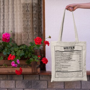 Writer Nutrifacts Tote Bag - Gift to Writers - Writer Gift - Organic ...