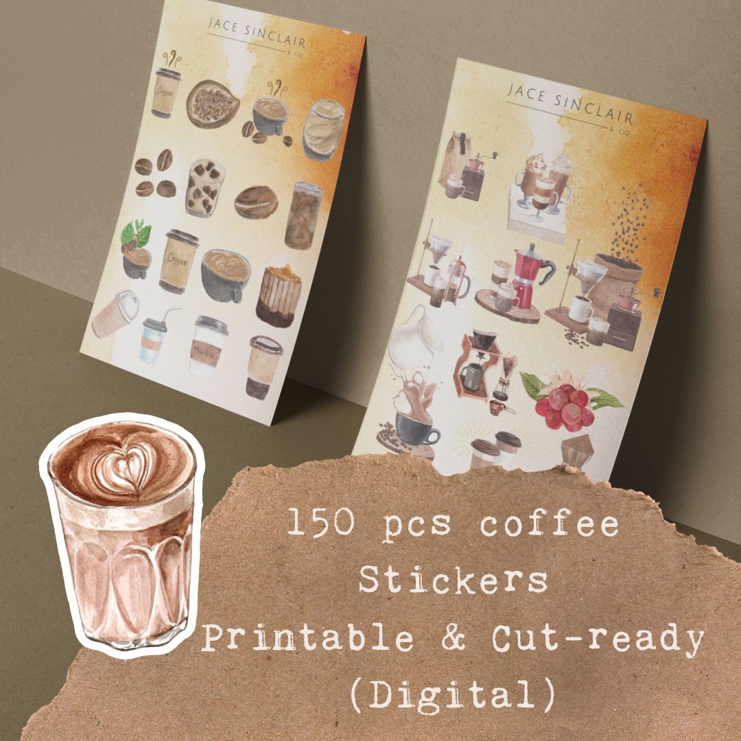 150 Digital Coffee Sticker Pack | Ice Coffee Stickers | Printable ...
