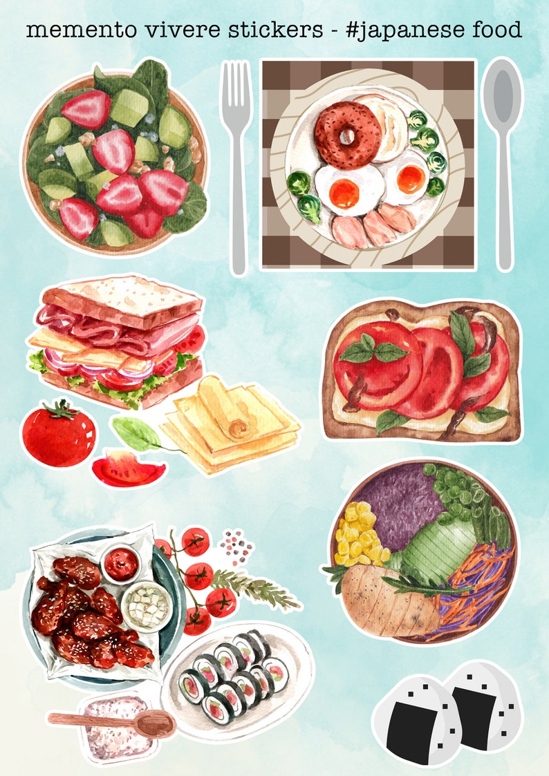 90 Cute Japanese Food Stickers Kawaii Food Stickers Sushi - Etsy