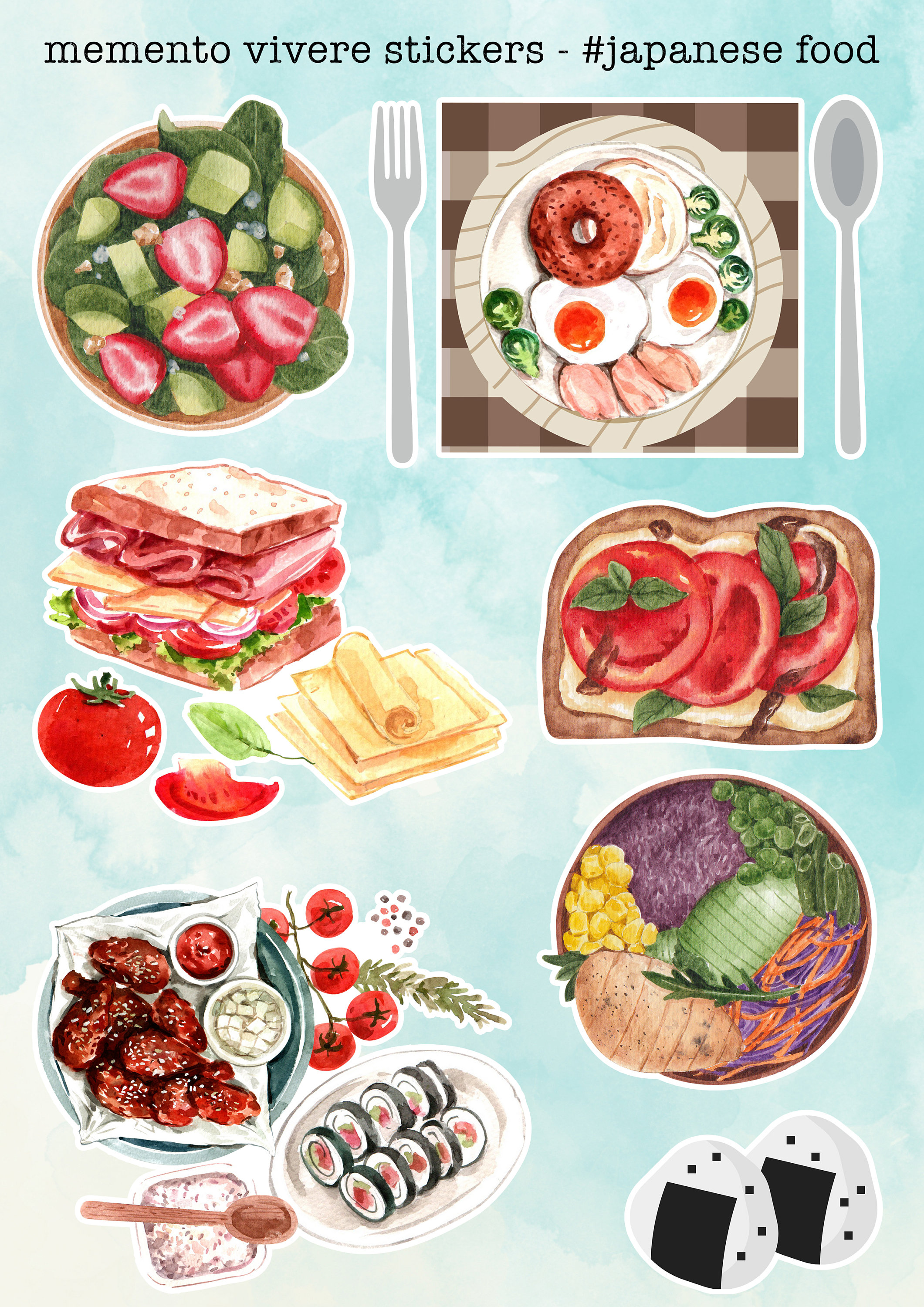 90 Cute Japanese Food Stickers Kawaii Food Stickers Sushi - Etsy