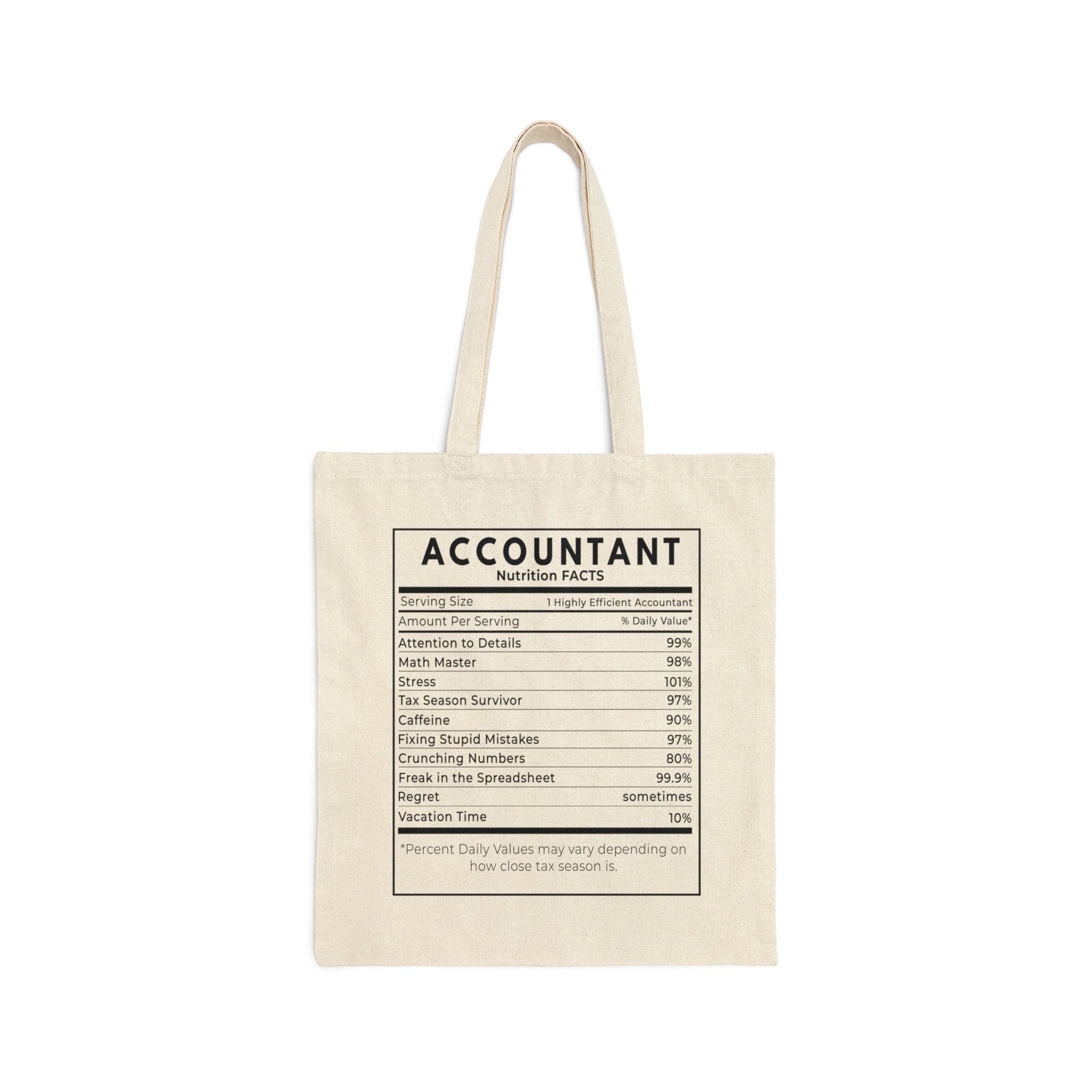 Accountant Nutrifacts Tote Bag - Gift to Accountants - Cotton Canvas ...