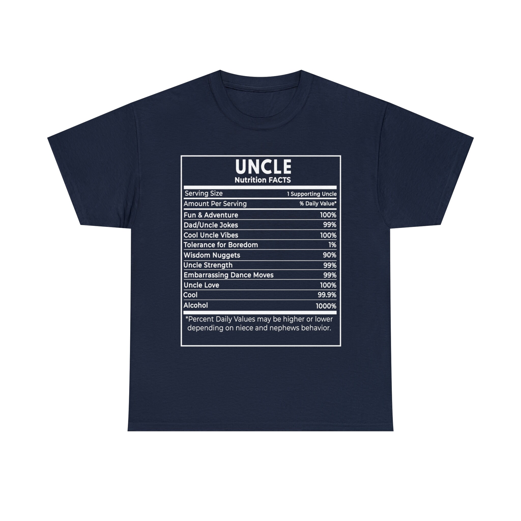 Black or Navy Uncle Nutrifacts - Uncle Nutrition Facts T-shirt - Gifts ...