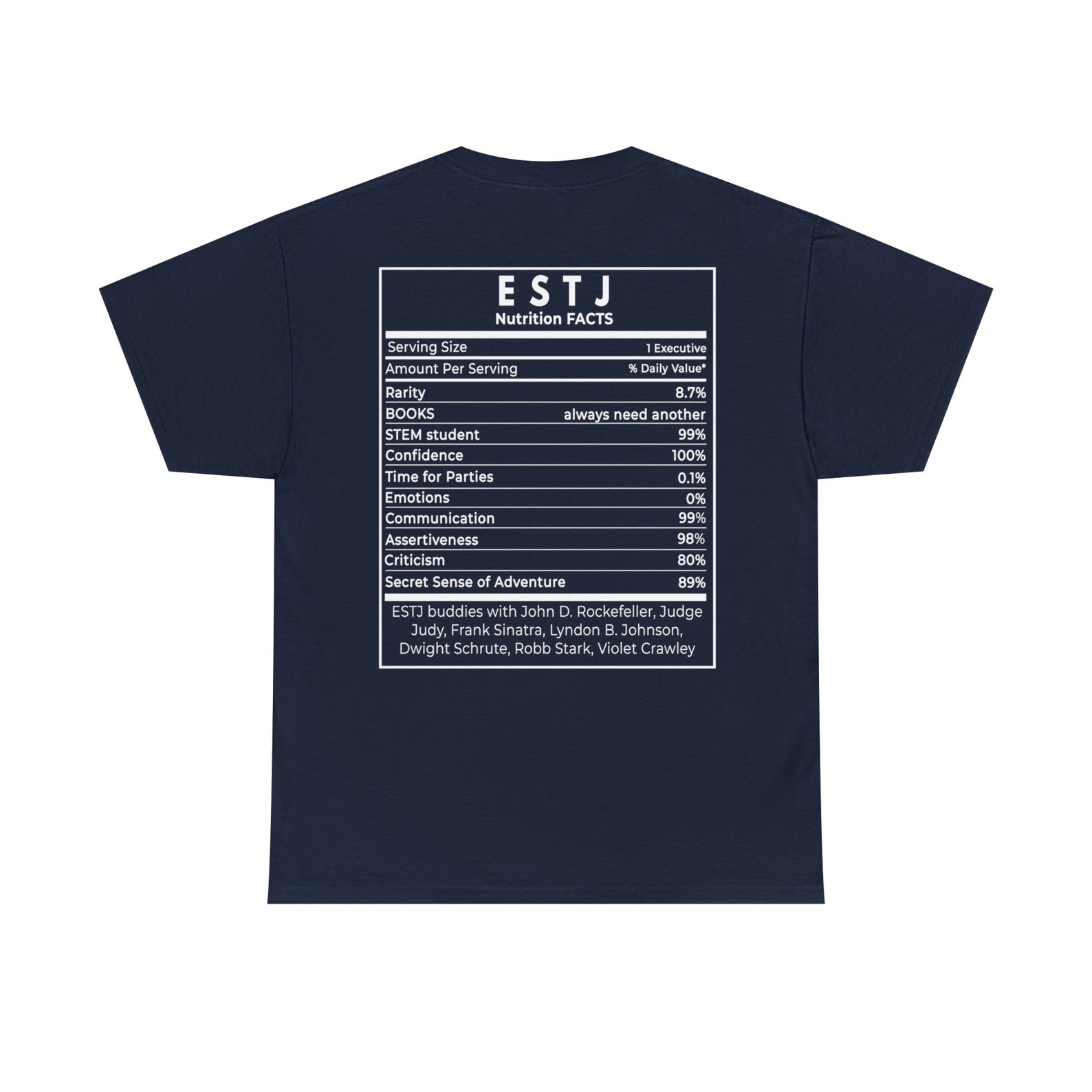 Black Navy Estj Nutrifact Unisex Heavy Cotton Tee - Estj Nutrifact ...