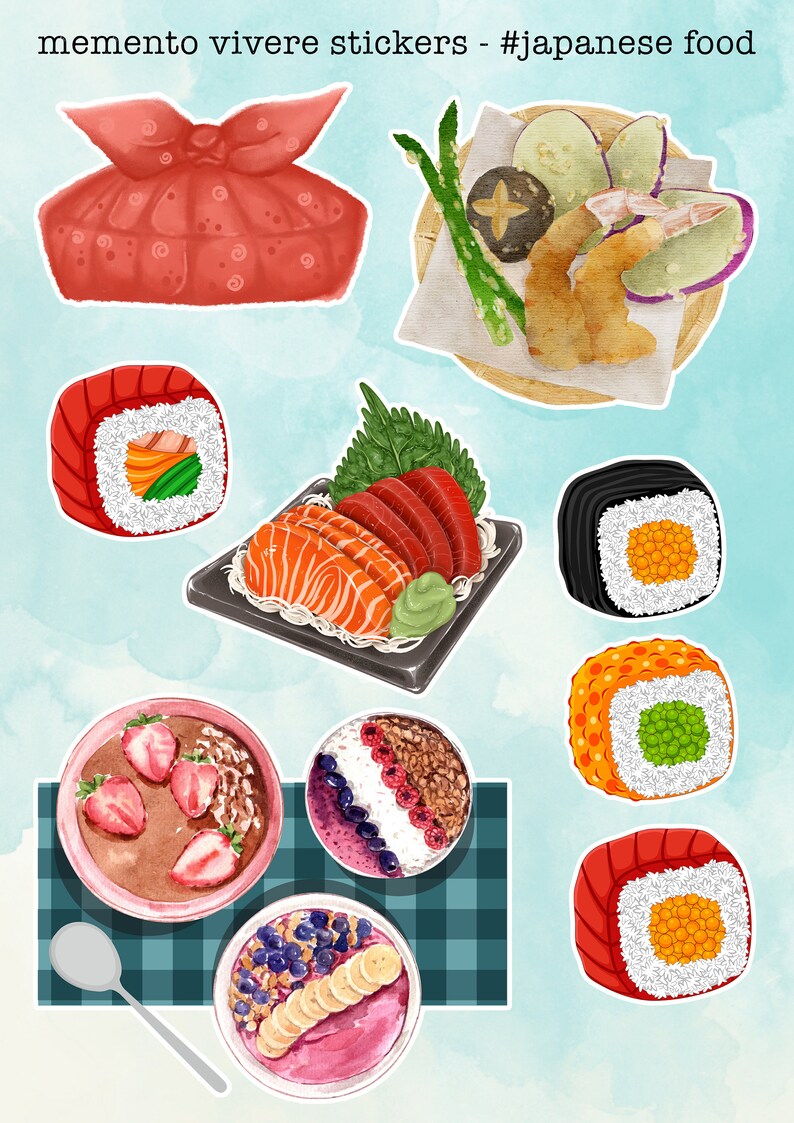 90+ Cute Japanese Food Stickers | Kawaii Food Stickers | Sushi Stickers ...