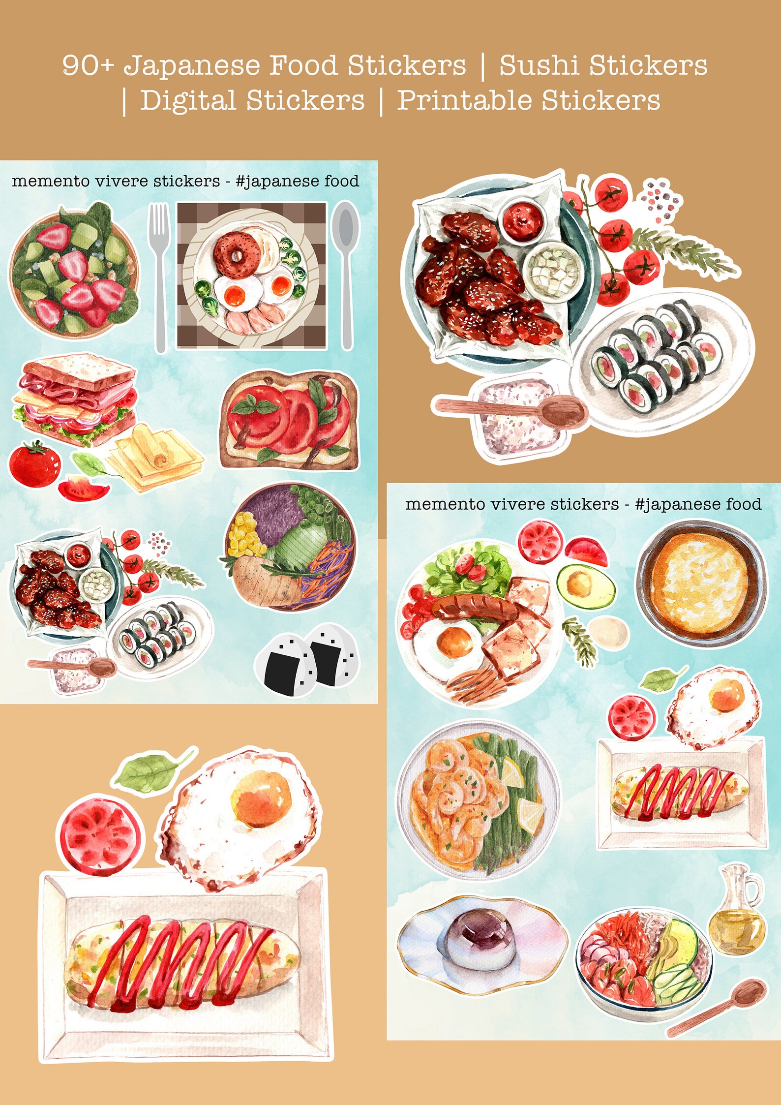 90+ Cute Japanese Food Stickers | Kawaii Food Stickers | Sushi Stickers ...