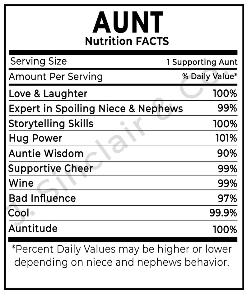 Aunt Nutrition Facts Tote Bag | Canvas Grocery Shopper, Funny Family ...