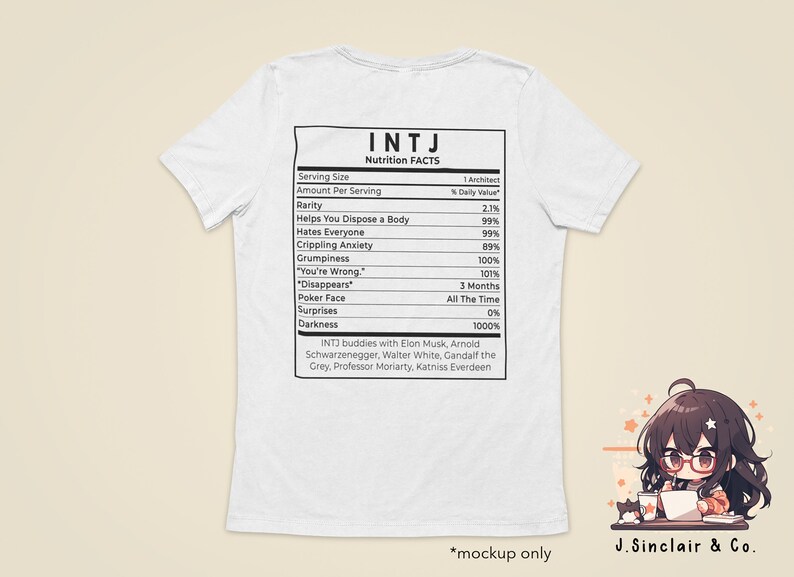White Intj Nutrifact Unisex Heavy Cotton Tee - Intj Nutrifact Shirt for ...