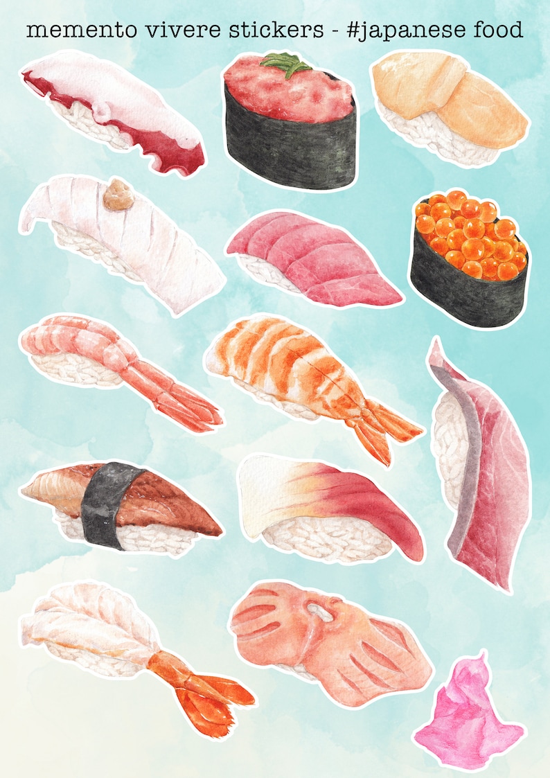 90 Cute Japanese Food Stickers Kawaii Food Stickers Sushi Stickers ...