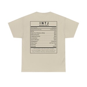 White Intj Nutrifact Unisex Heavy Cotton Tee - Intj Nutrifact Shirt for ...