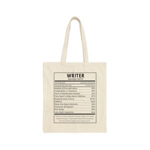 Writer Nutrifacts Tote Bag - Gift to Writers - Writer Gift - Organic ...