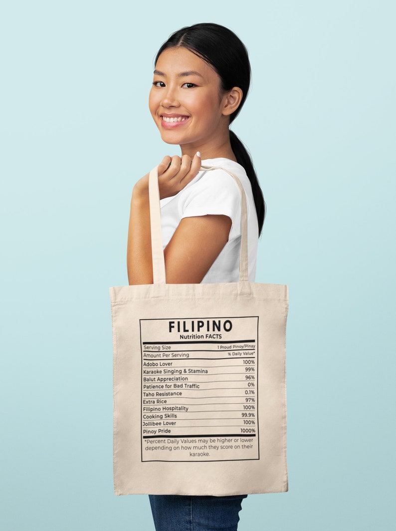 Filipino Nutrition Facts Tote Bag | Canvas Market Tote, Filipino Pride ...