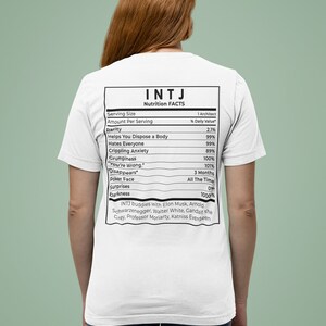 White Intj Nutrifact Unisex Heavy Cotton Tee - Intj Nutrifact Shirt for ...